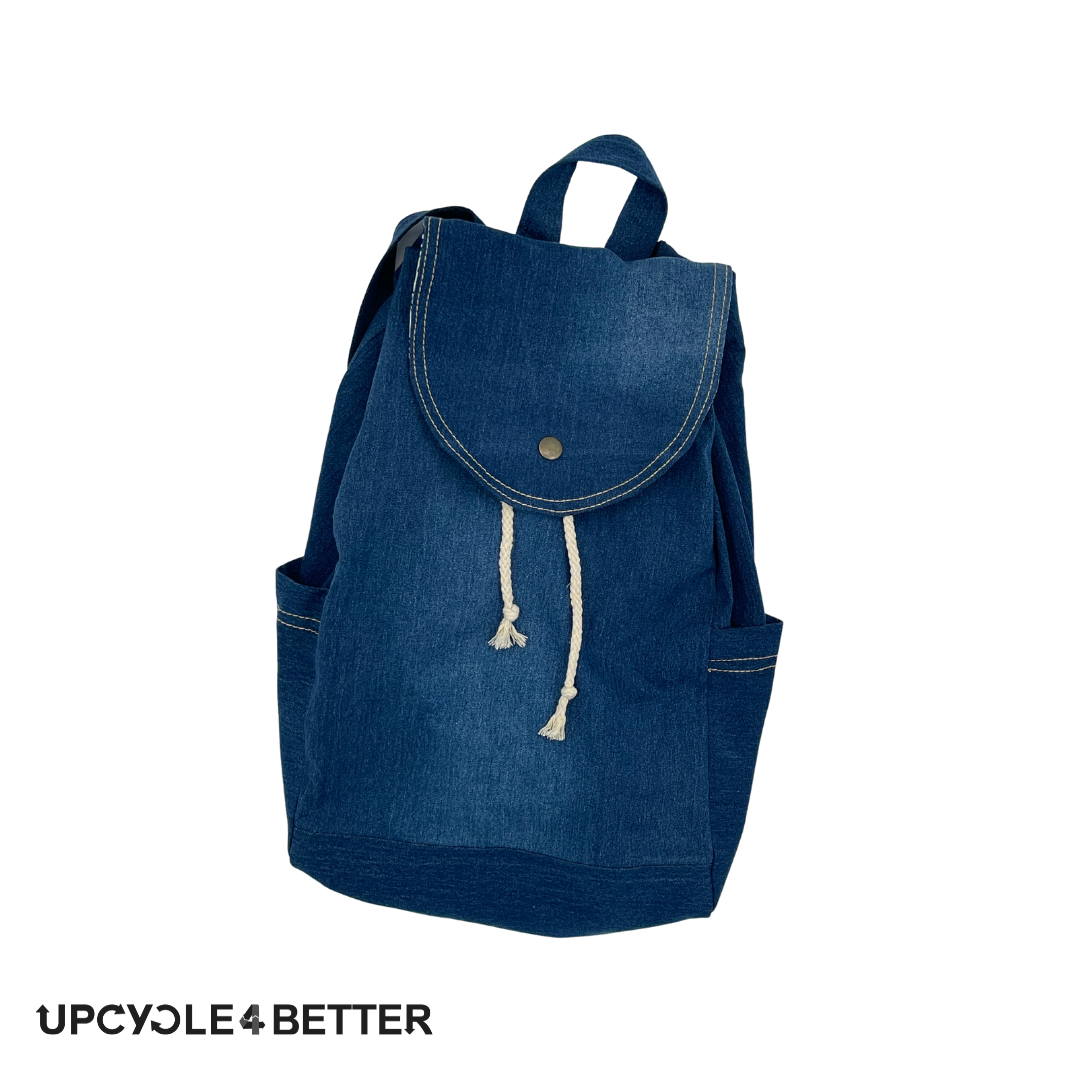 Denim Drawstring Backpack